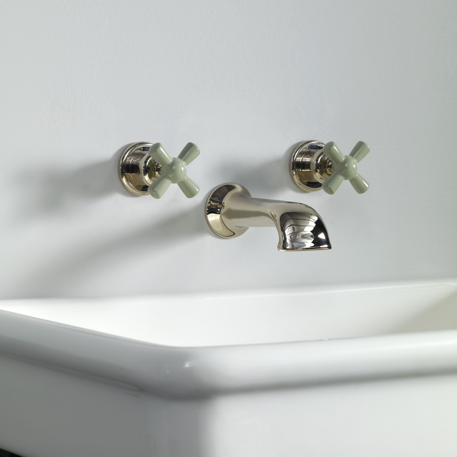 Rockwell wall mounted basin taps with cast spout