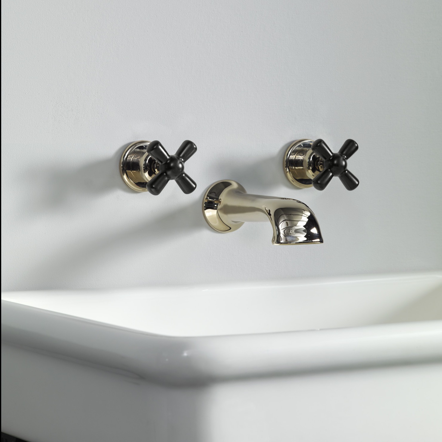 Rockwell wall mounted basin taps with cast spout